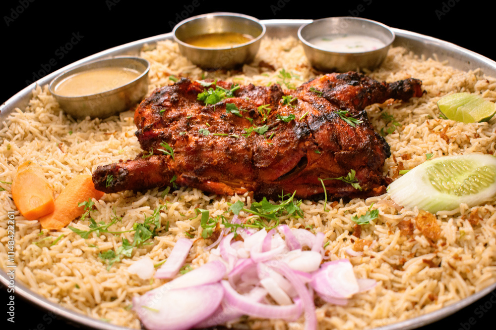 Delicious chicken Mandi tandoor dish. Mandi is a Yemeni dish which ...