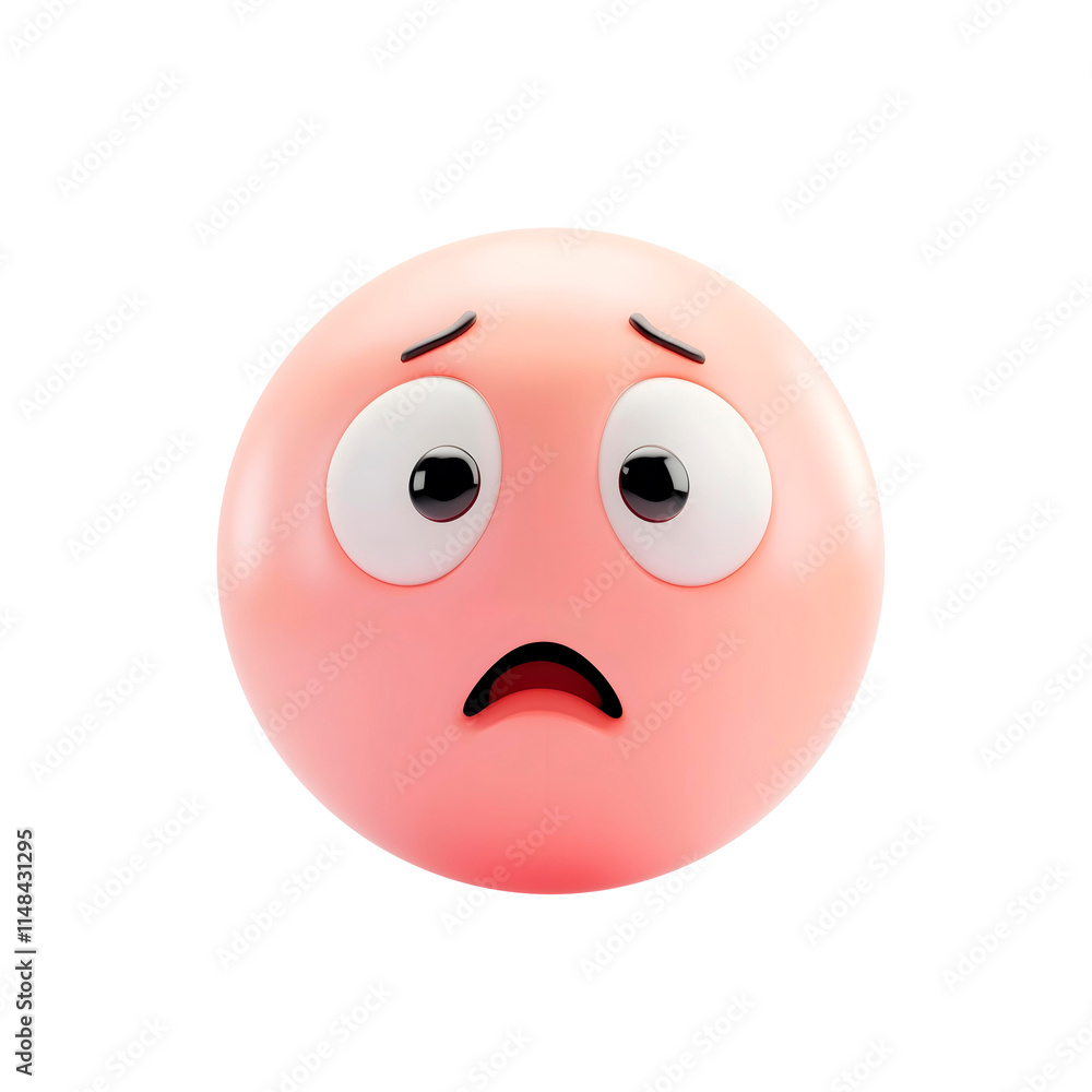 isolated 3d confused emoji on plain background scared emoticons ...