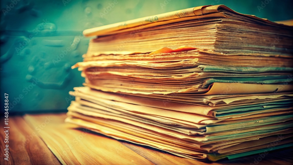 Vintage Office Paper Stock Photos: Retro Stationery, Aged Documents ...