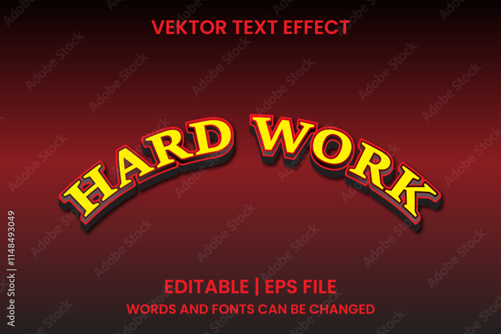 Editable hard work effect text Stock Vector | Adobe Stock