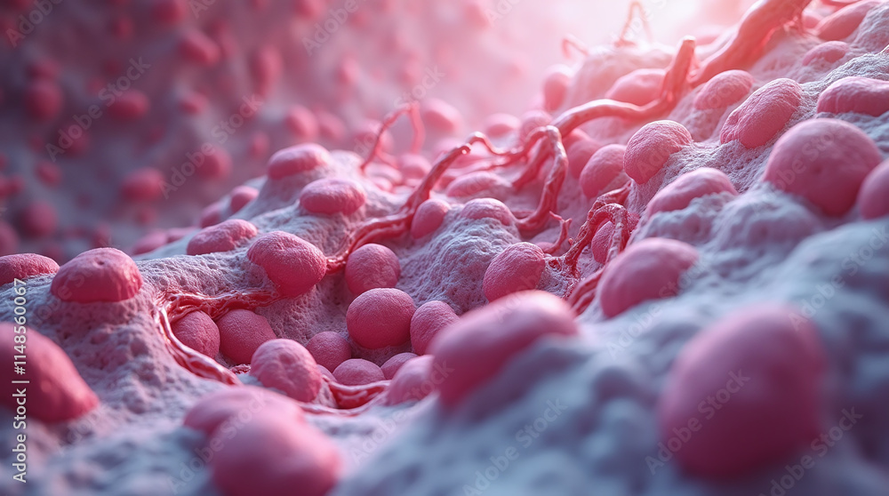 Foto de Stock Fat Cells Adipocytes in Adipose Tissue under Microscope ...