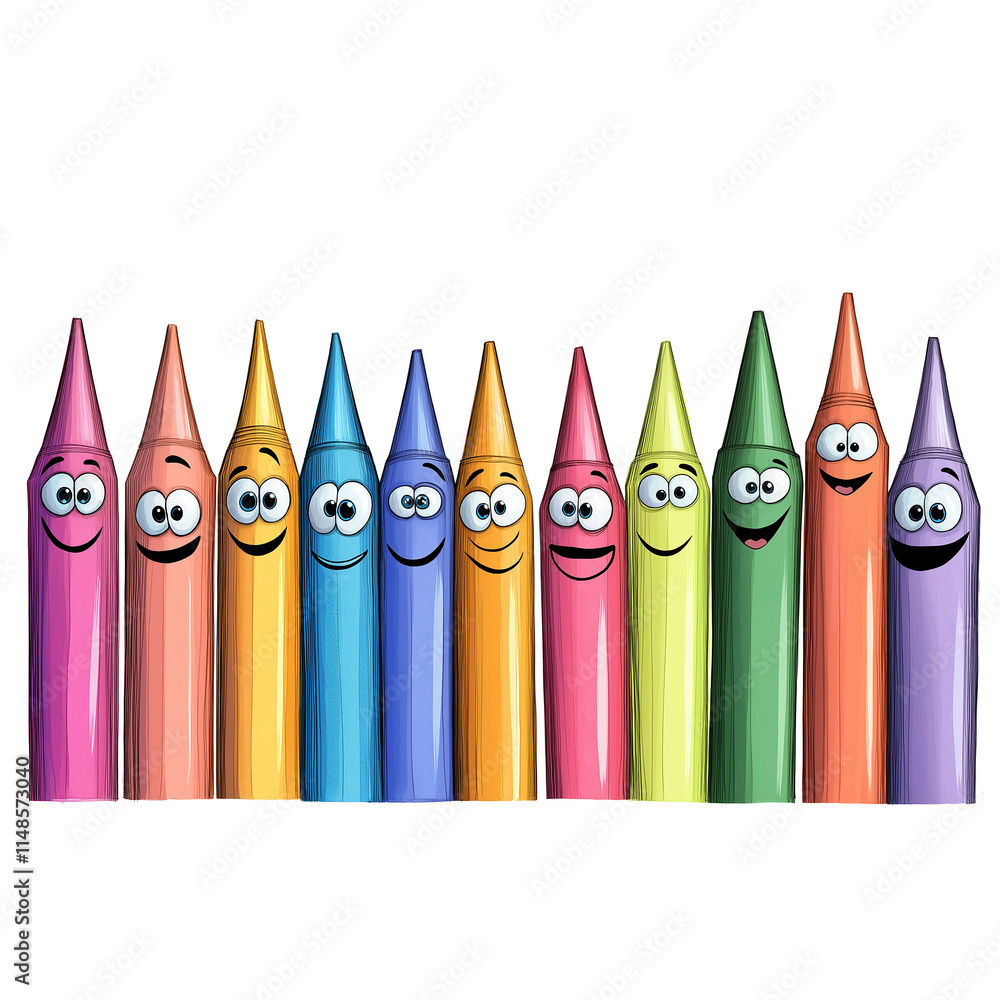 Funny crayons smiling on transparent background Stock Illustration ...