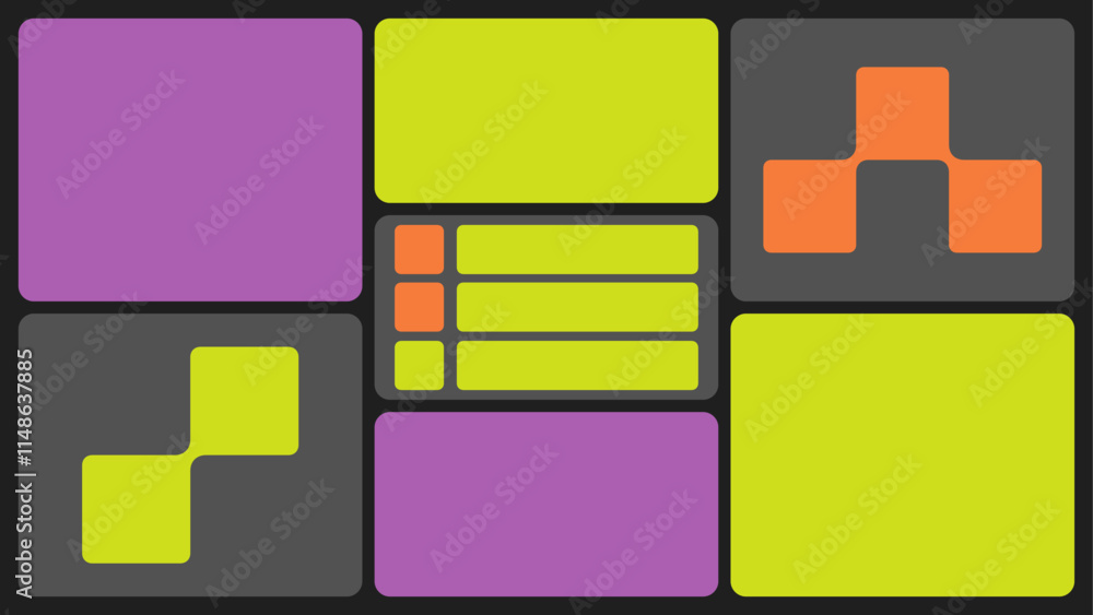 Bento box template. Y2K collage grid shapes. Geometry modular moodboard ...