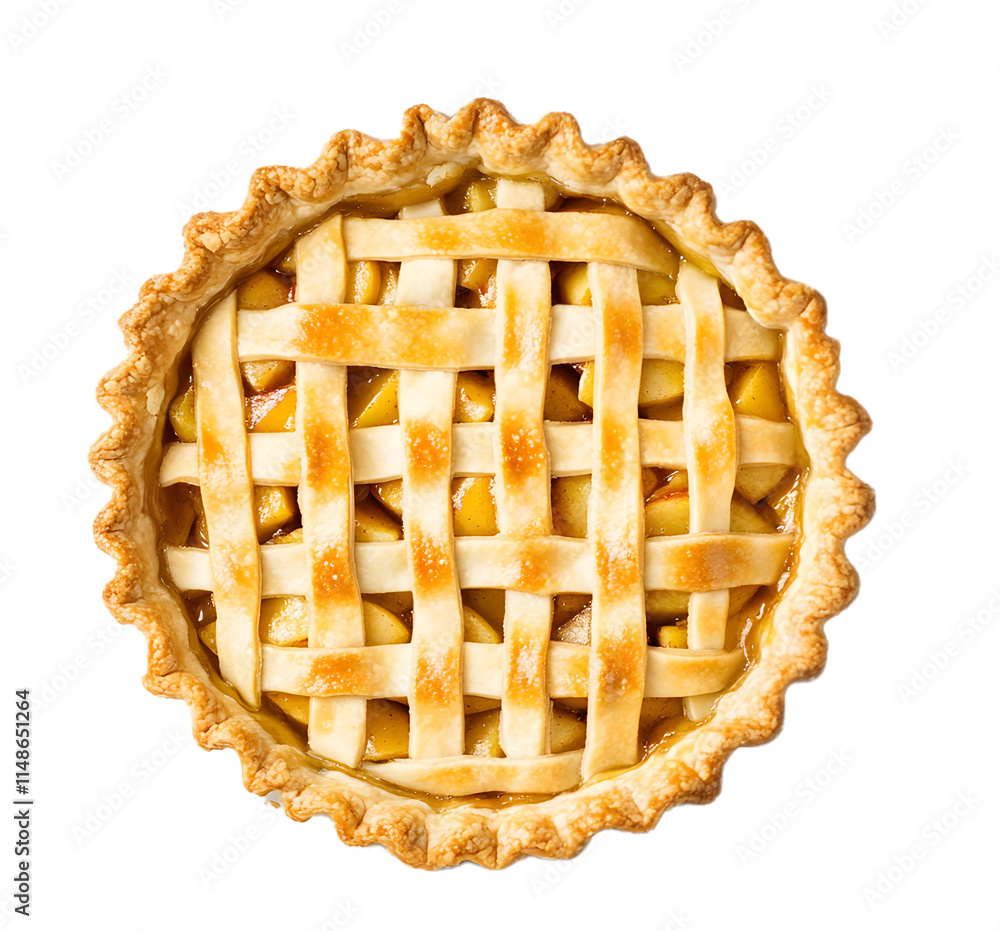 Apple Pie Top View isolated on a transparent PNG background, white ...