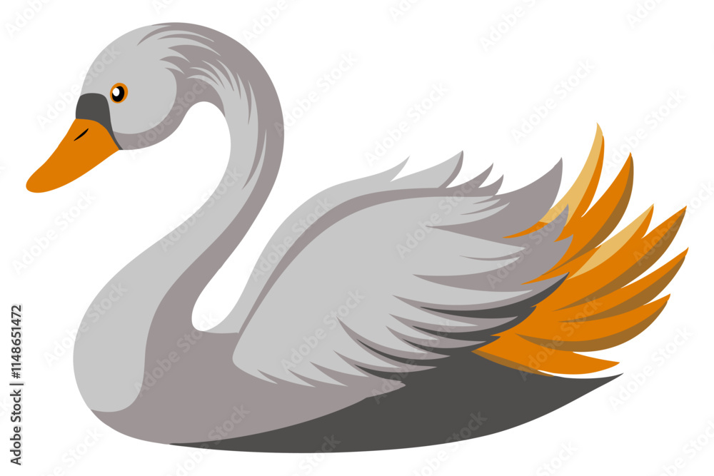 Vector Illustration of Cartoon Swan Animation, Painted with Watercolor ...