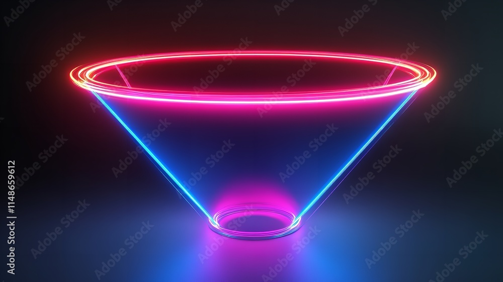 Digital sales promotion idea with a glowing funnel 3D depiction of an ...