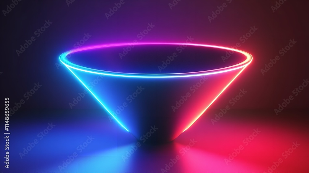 Digital sales promotion idea with a glowing funnel 3D depiction of an ...