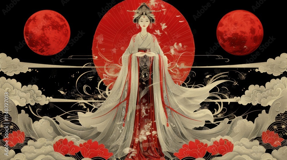 Mythical creatures. Japan myth. Amaterasu Omikami, the compassionate ...