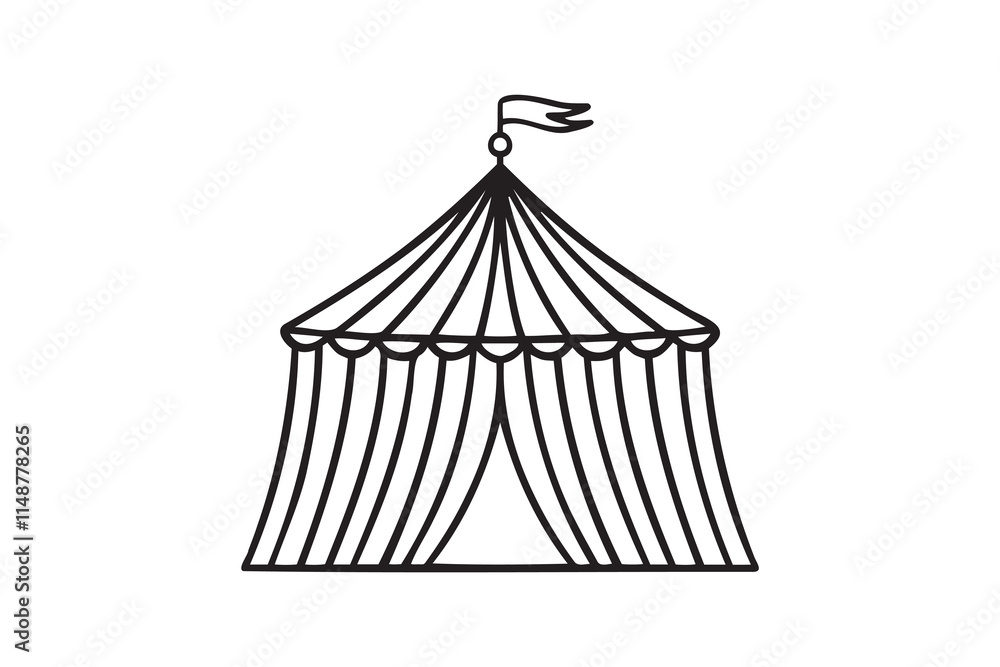 Circus tent doodle hand drawn icon. Outline drawing Circus tent line ...