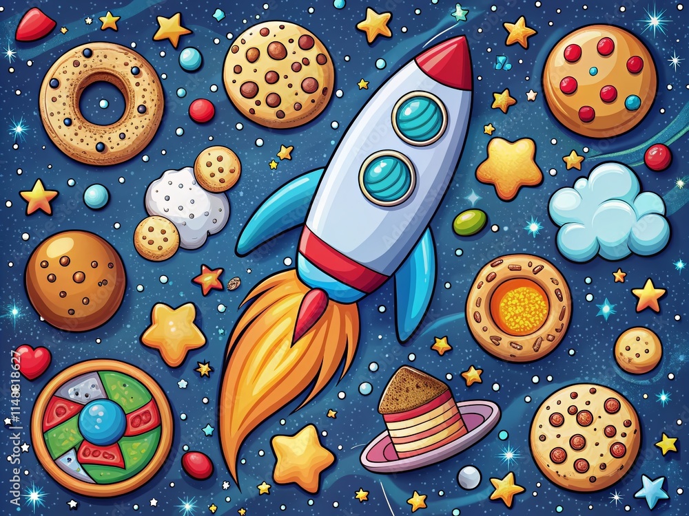 Cartoon Rocket Ship Food Coloring Page, Printable Rocket Launch, Kids ...