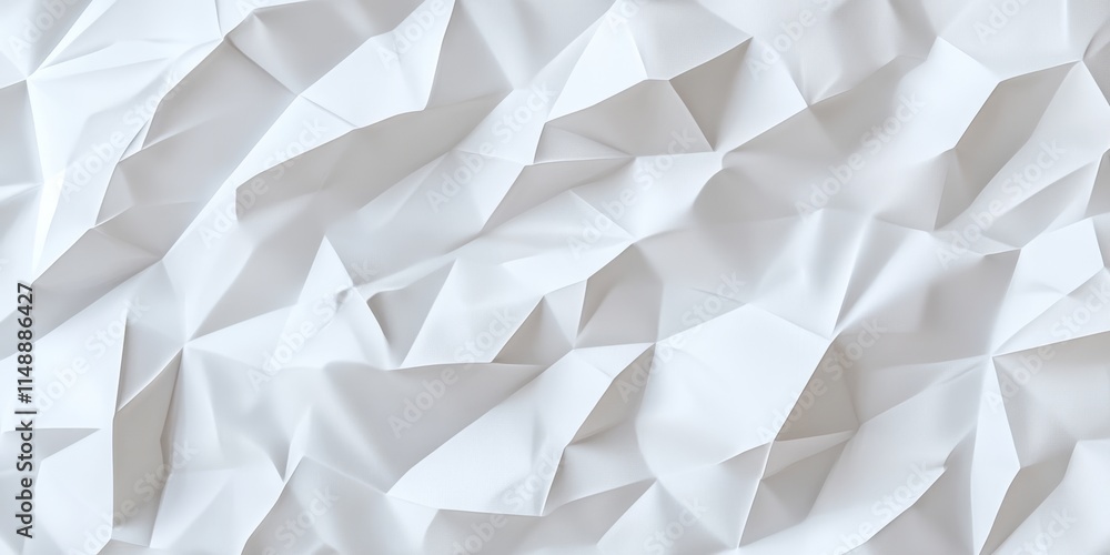 Geometric folds in white paper creating an angular and dynamic texture ...