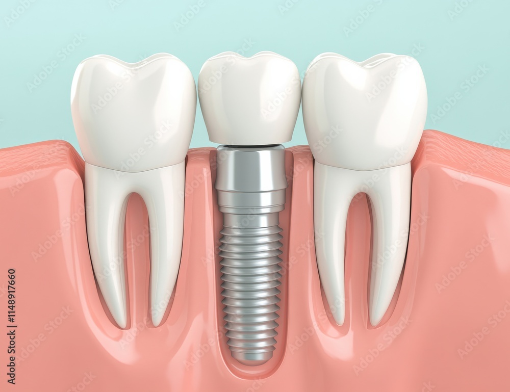 This visual demonstrates a dental implant, illustrating the placement ...