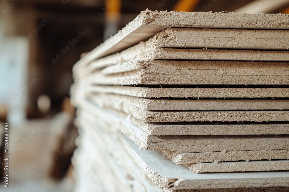 Stack of fire resistant gypsum board panels for indoor concrete walls ...