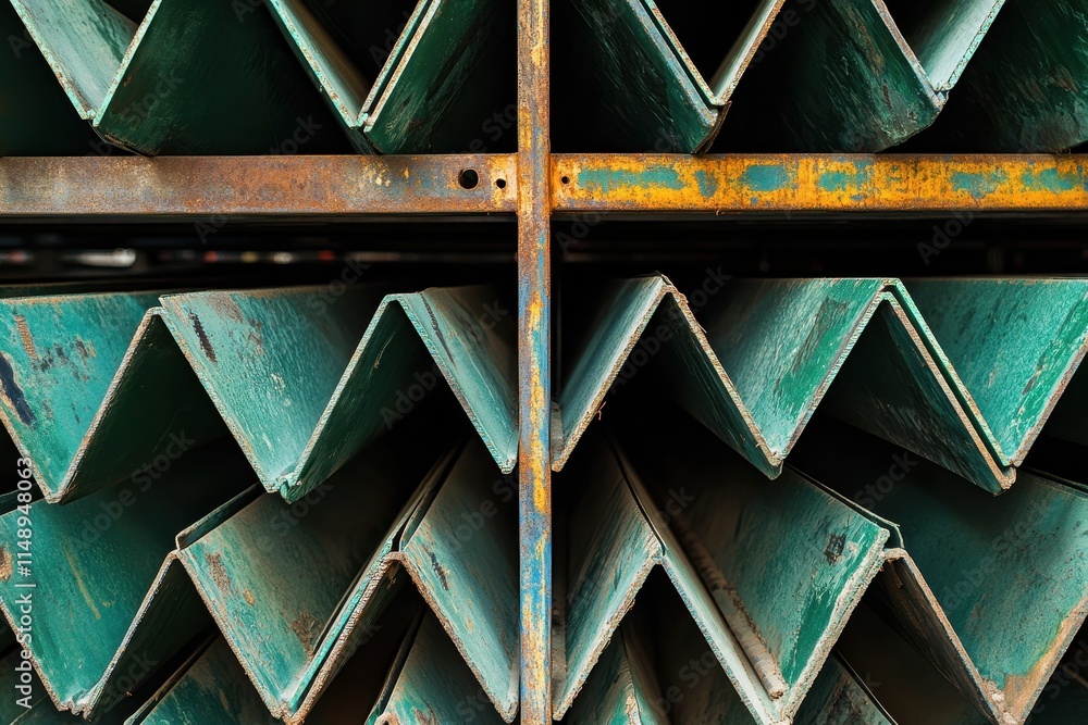 Steel angle iron in packaging at the metal products warehouse Hot dip ...