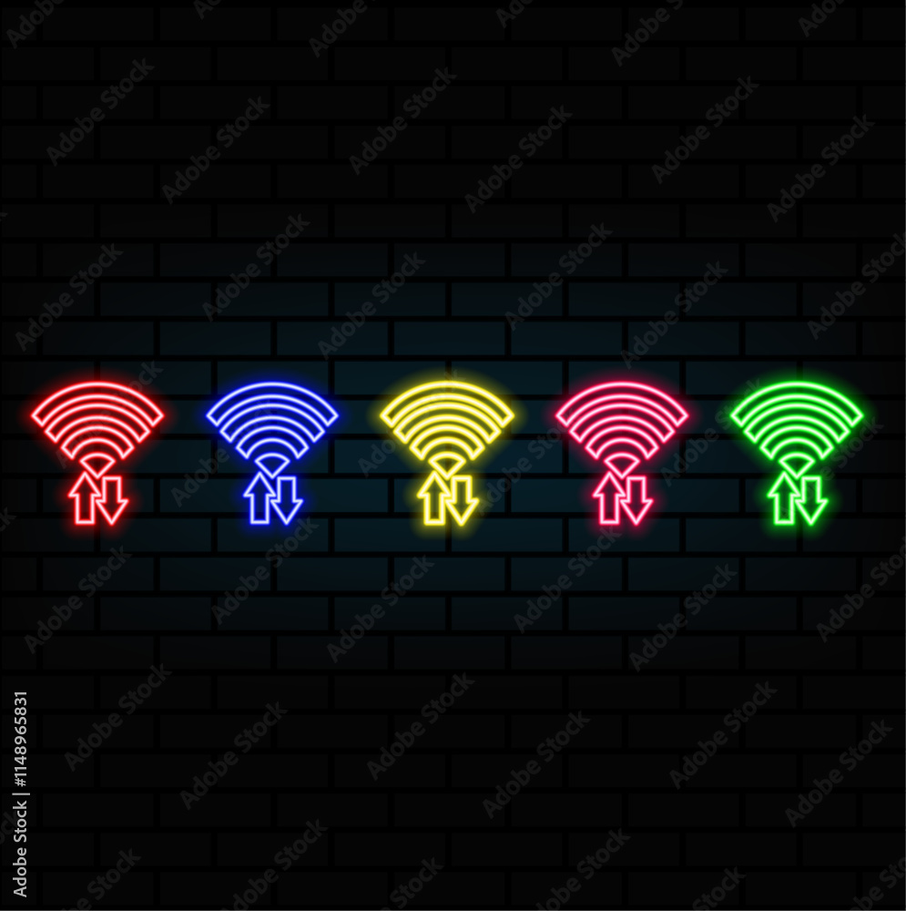 Wifi and Radar Icon Set. Wireless wi-fi and Sonar Sound Waves, Signal ...