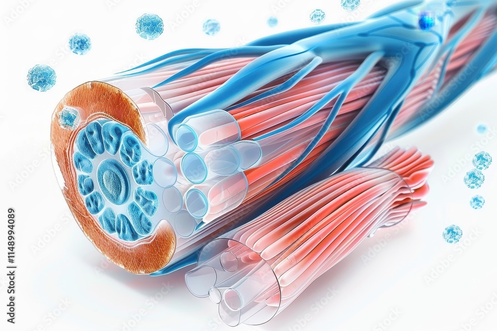 Detailed illustration of human nerve cell structure showcasing axon ...