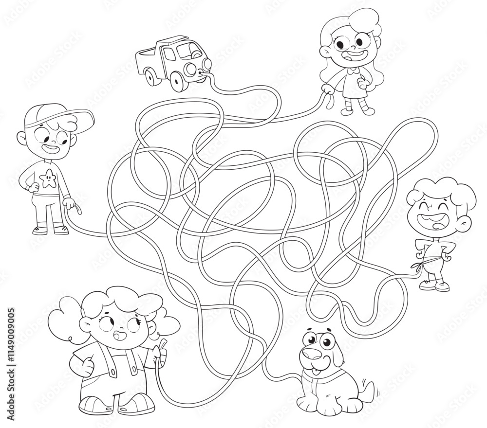 Children logic game to pass the maze. Educational game for kids. Choose ...