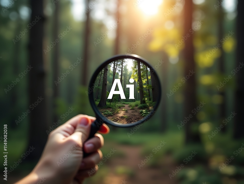 AI-powered image recognition technology, illustrating the creation of deep fake images and the ...