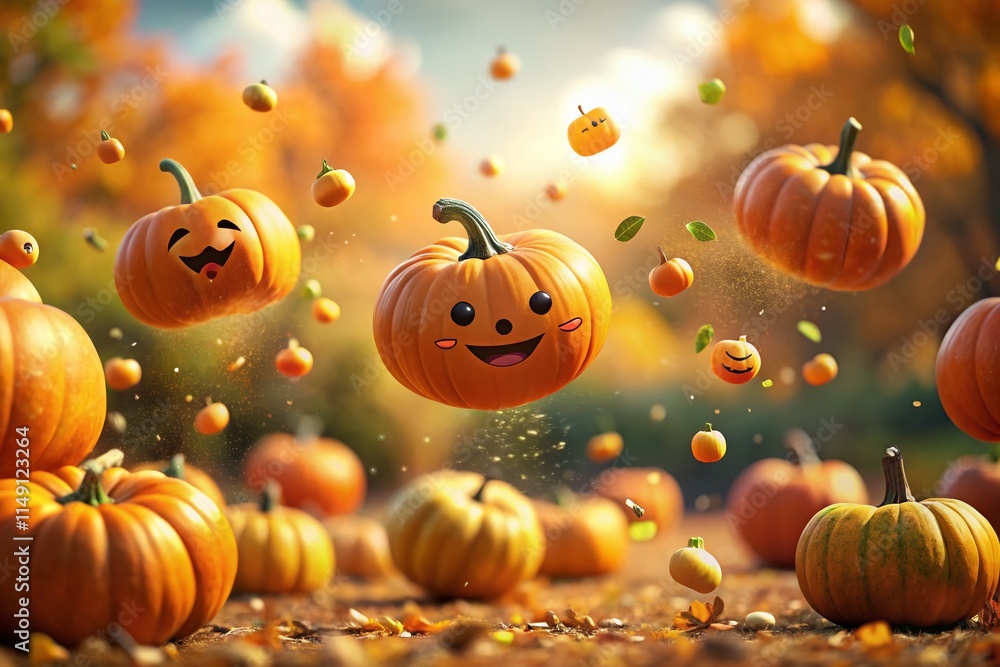 Ilustración de Stock Kawaii Pumpkin Loop Animation: Cute Bouncing ...