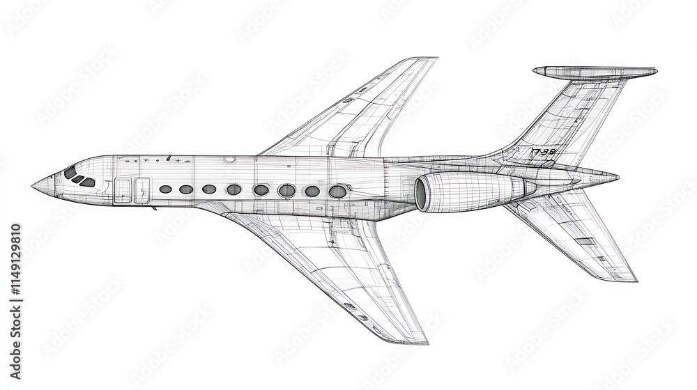 Detailed Illustration of Gulfstream G650 Aircraft Design Blueprint ...