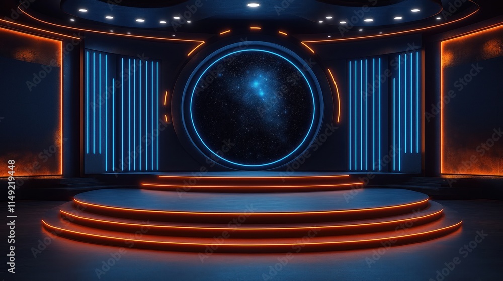 Virtual studio backdrop for night talk show live streaming event ...