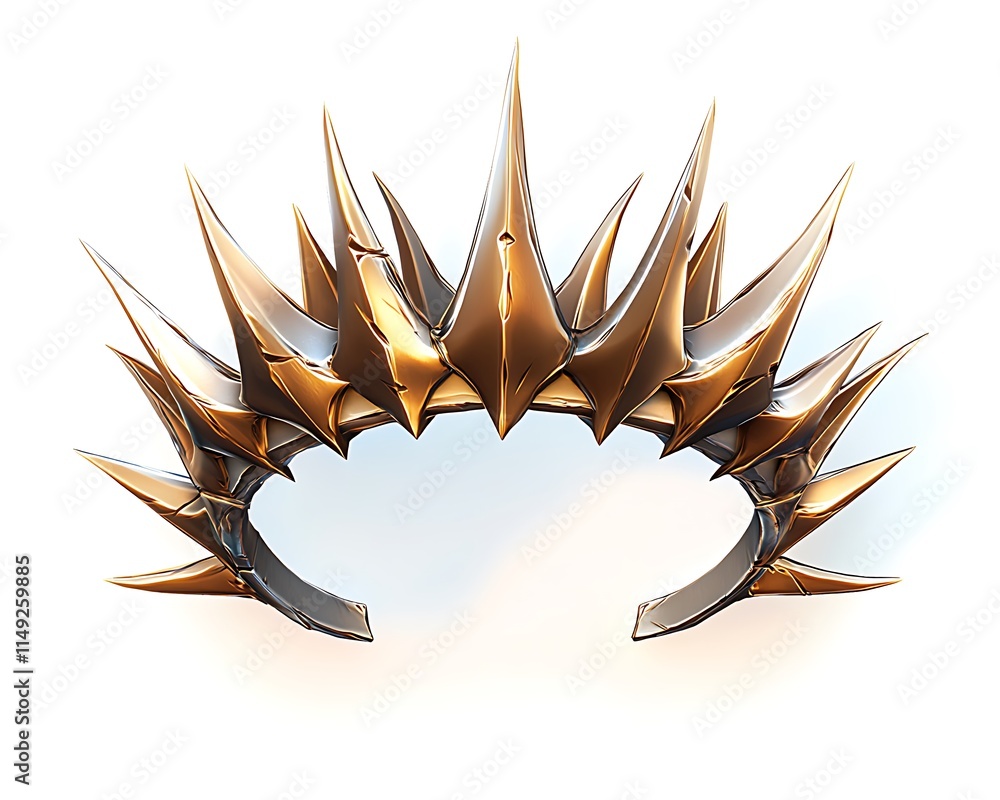 Stylized spiky crown with clean lines, game art asset on white ...