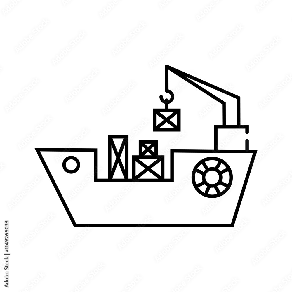 Cargo ship icon. sea transportation symbols, tanker isolated vector ...