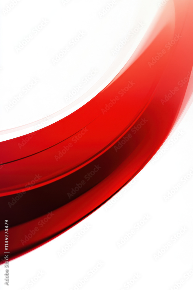 Abstract digital artwork featuring bold red curved lines on a clean ...