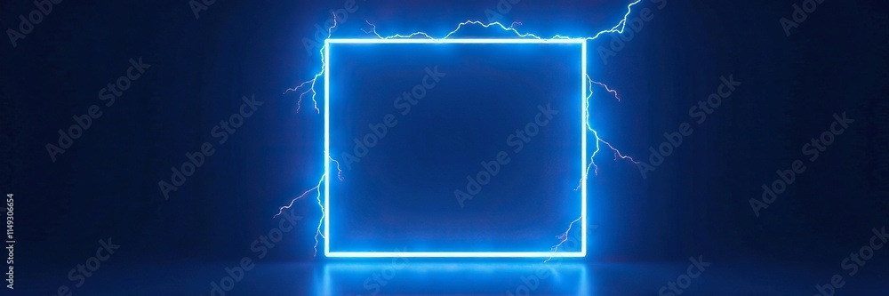 Square shape with blue electric border and lightning frame animation ...