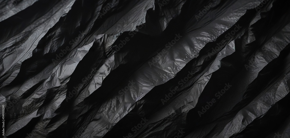 Wrinkled black paper with a layered effect and dimensional texture ...
