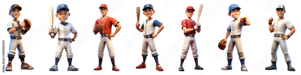 PNG Animated baseball players lineup, element set on transparent ...