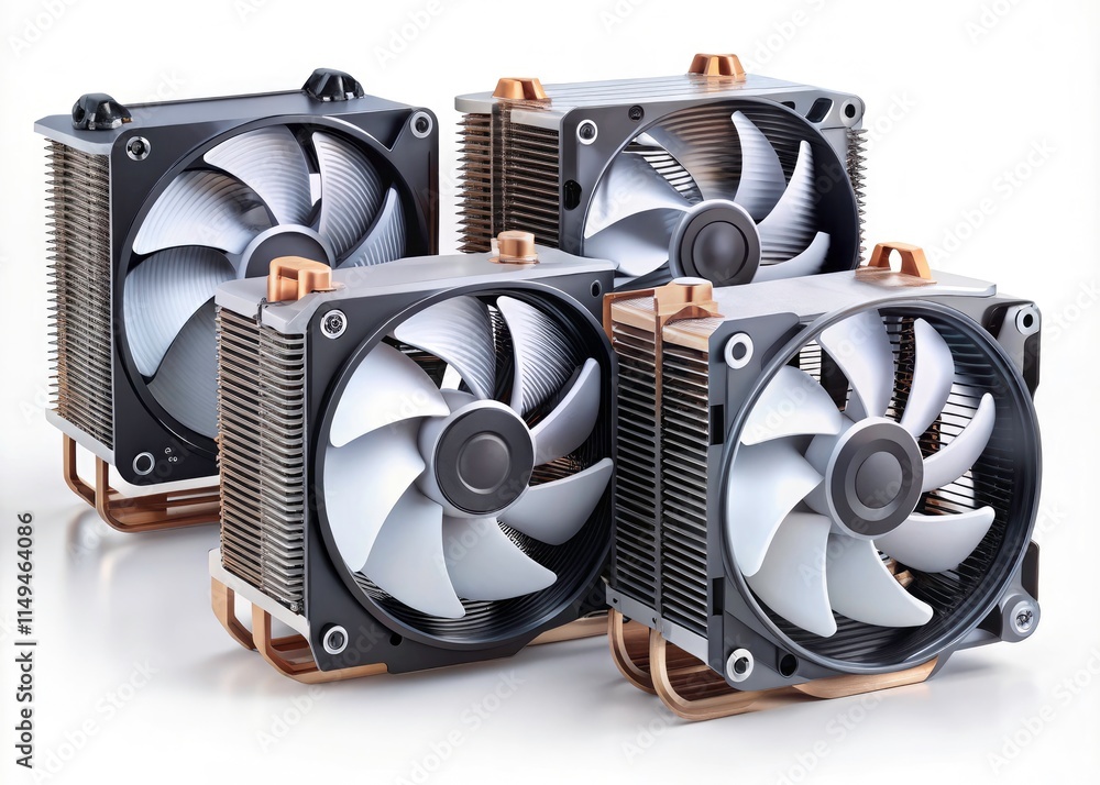Foto de Stock CPU Cooler Fan, Computer Cooling System, PC Fan, White ...