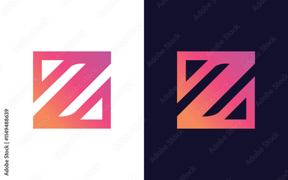 Letter Z corner chop or corner cut, font, lettering, typography with ...