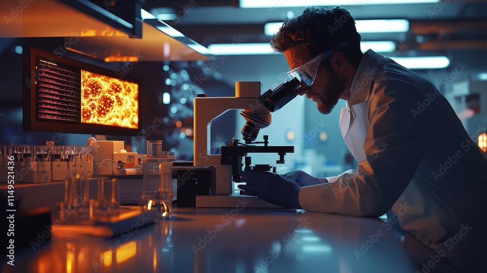 Scientific Research Action in Laboratory Microscope Analysis Modern ...