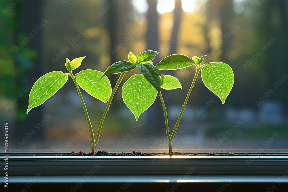 This image captures the germination process of young plants sprouting ...