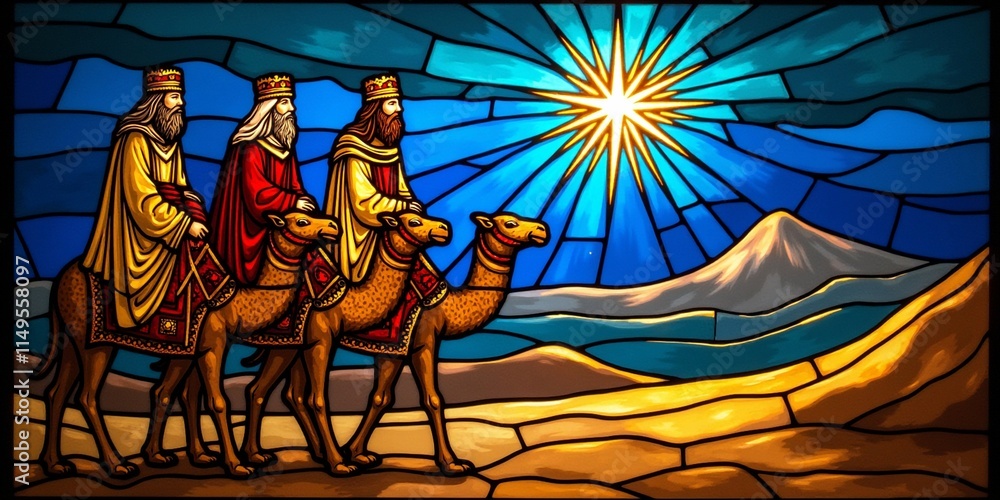 jesus on the cross, Wallpaper camel Stained Glass Window of Three Wise ...