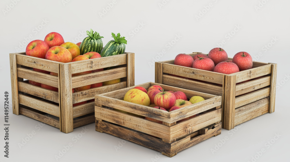 3d vector empty wooden crate box for vegetable or fruit. Realistic ...