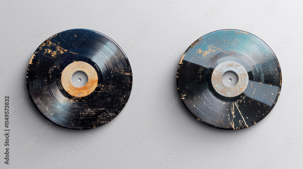 Scratched plastic vinyl covers set isolated on transparent background ...