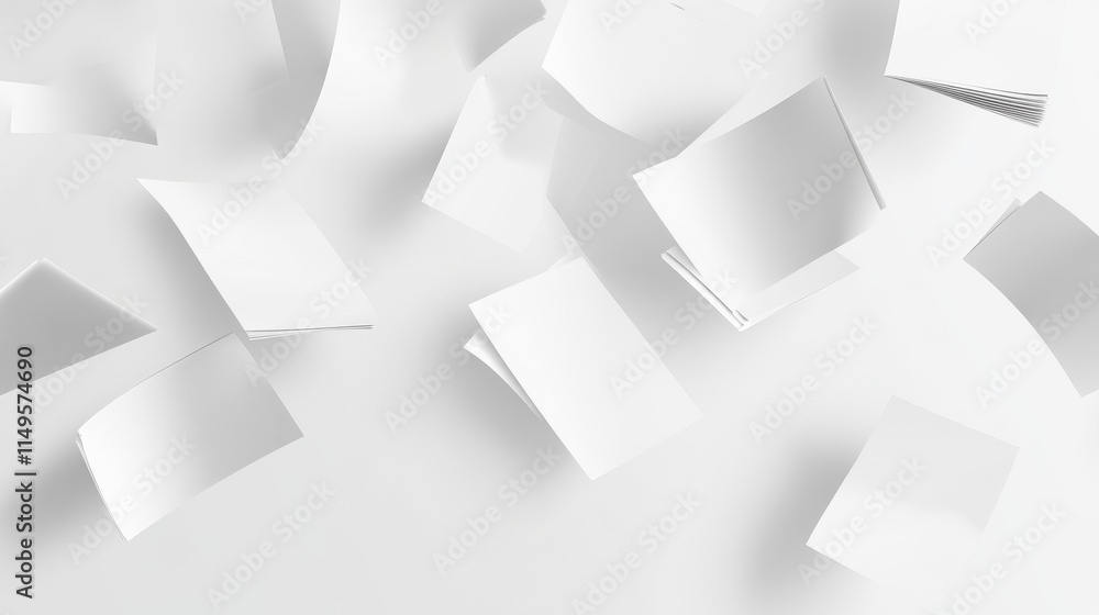 Flying paper sheet in different angles of view. Realistic 3d vector ...