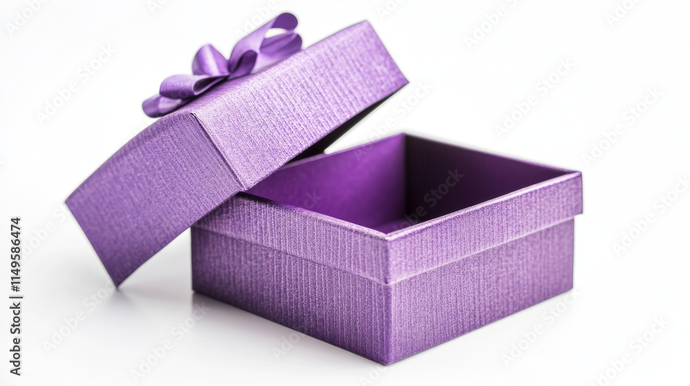 3d render gift boxes opening animation, closed and open purple present ...