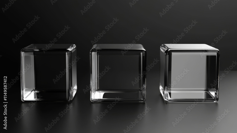 3d glass cube box vector isolated on transparent background. Crear ...