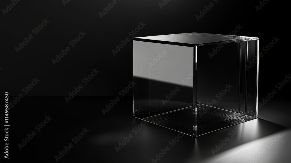 3d glass cube box vector isolated on transparent background. Crear ...