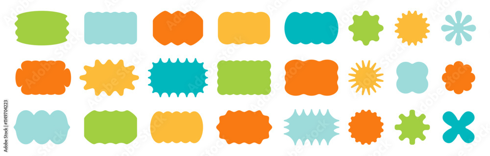 Zig zag wavy shape frames. Vector rectangular and round abstract clouds ...