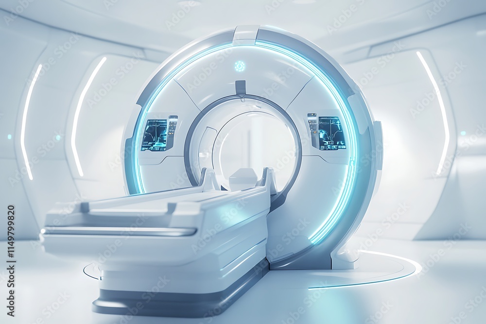 Hospital radiology room with 3d rendering mri scanner machine Stock ...