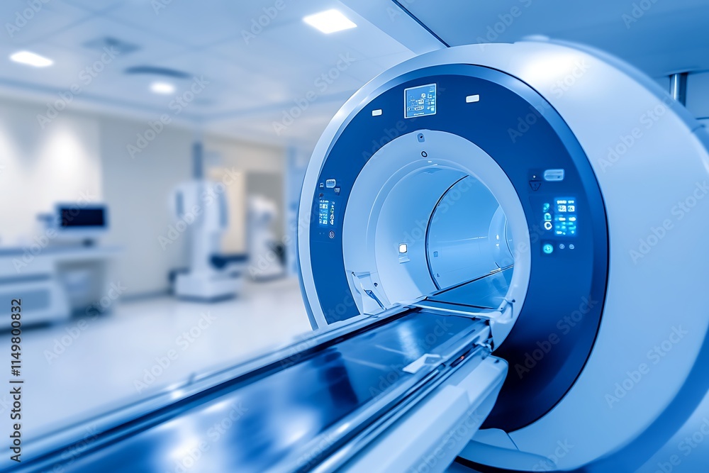 Hospital radiology room with 3d rendering mri scanner machine Stock ...