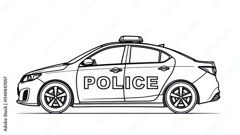 Clean and bold police car coloring page showcasing a modern vehicle ...