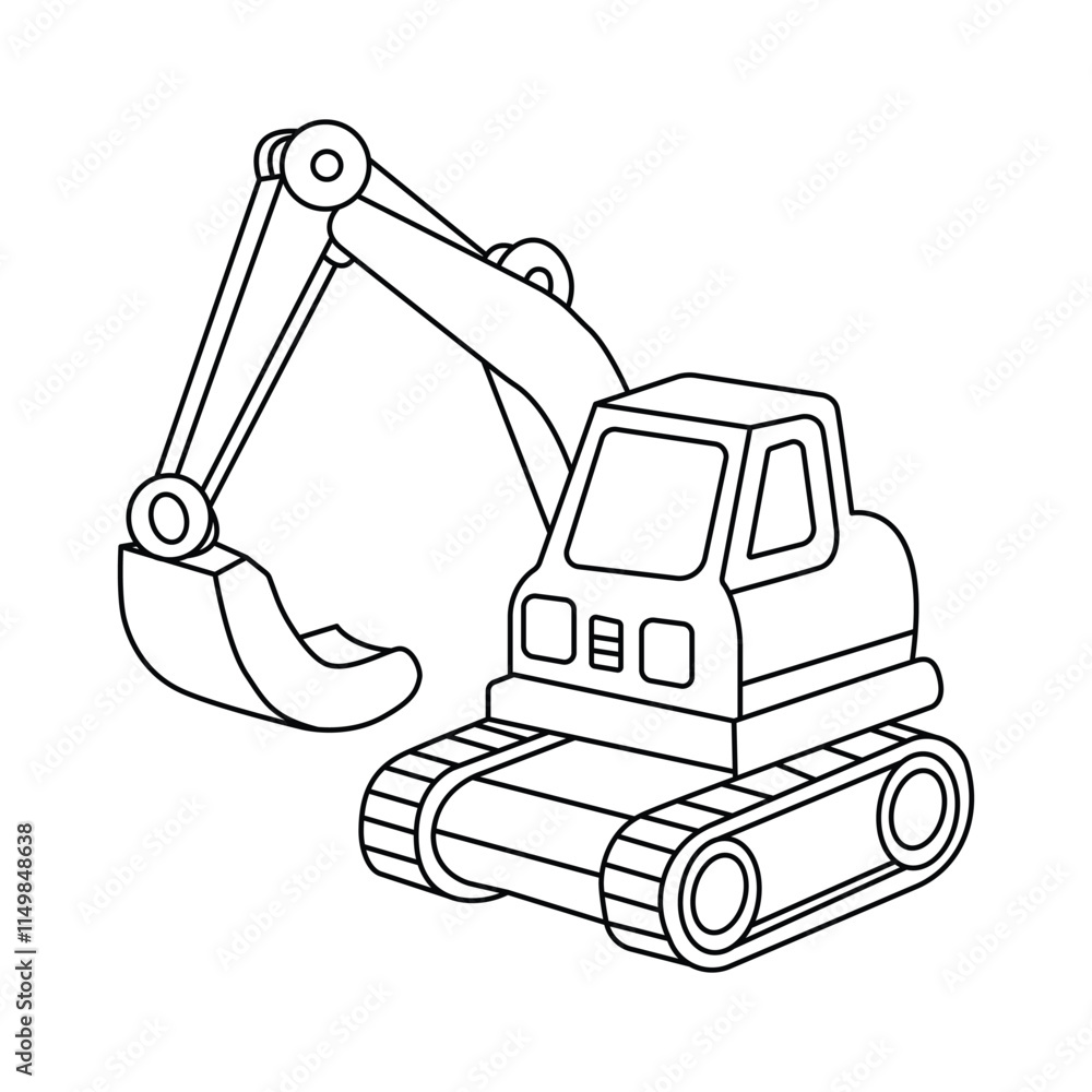 Vector de Stock excavator line art coloring page for Kids a cute Vector ...