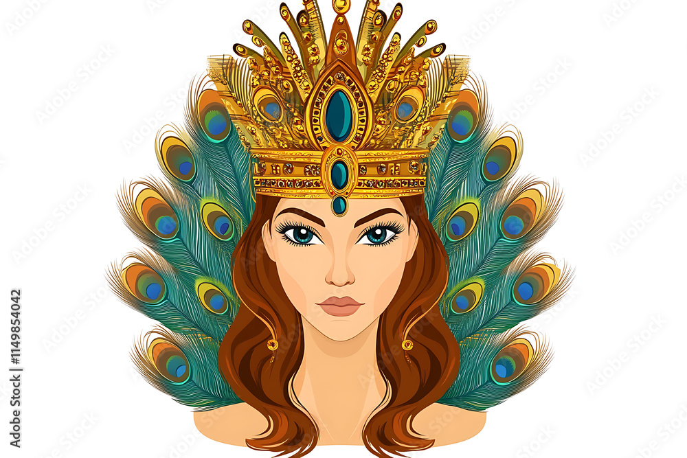 Hera, the Greek goddess of marriage, women, and family, depicted in an ...