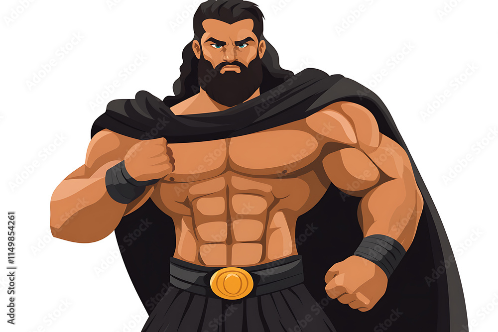 Hercules, the legendary son of Zeus, depicted with his iconic lion skin ...