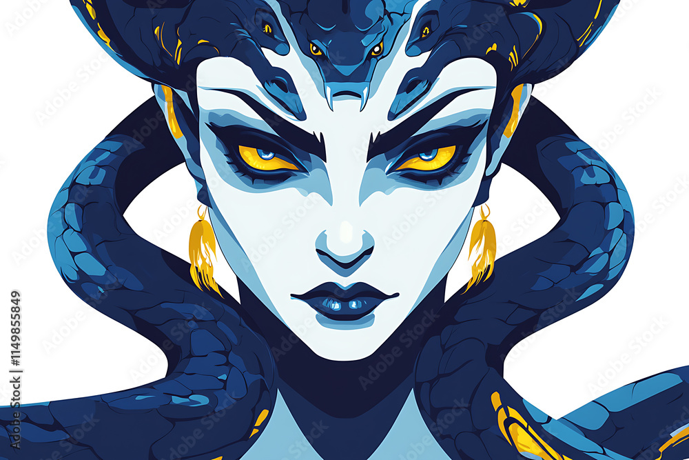 Medusa, the Gorgon from Greek mythology, with her iconic snake hair and ...